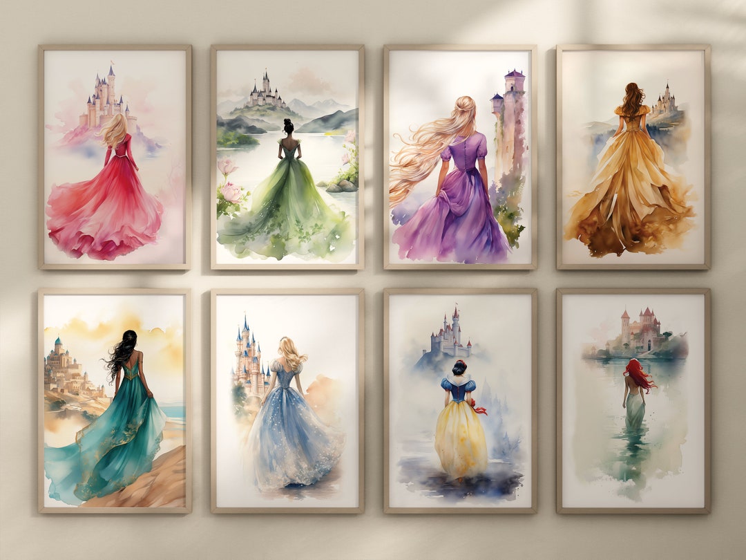Princess & Castle Watercolor Art Prints: Fairytale Gallery Wall ...