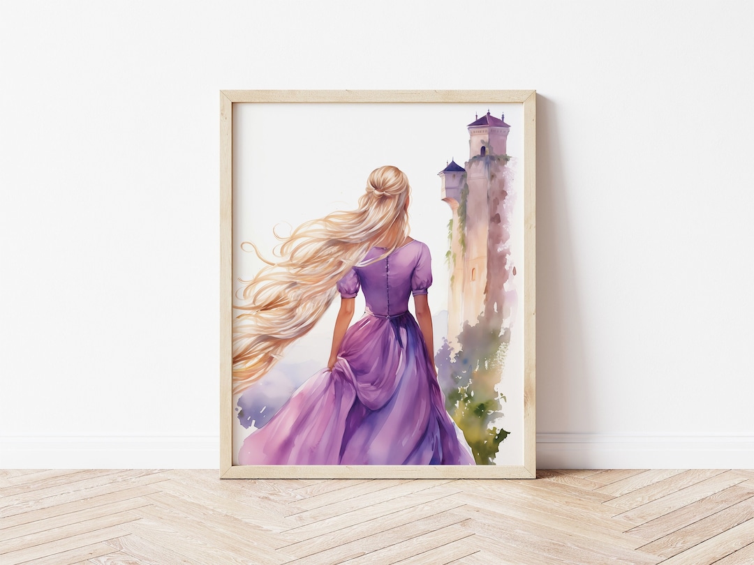 Rapunzel With Tangled Hair & Tower | Vintage Fairytale Illustration ...