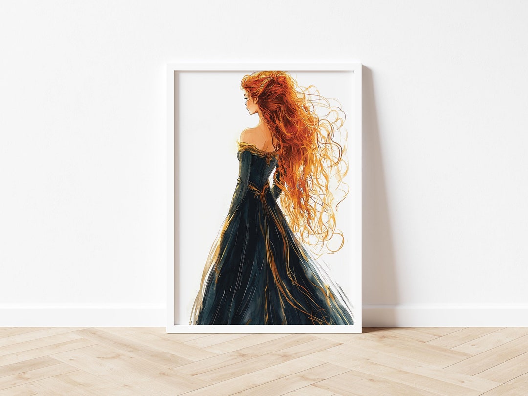 Merida Portrait Brave Scottish Princess Vintage Fairytale Illustration ...