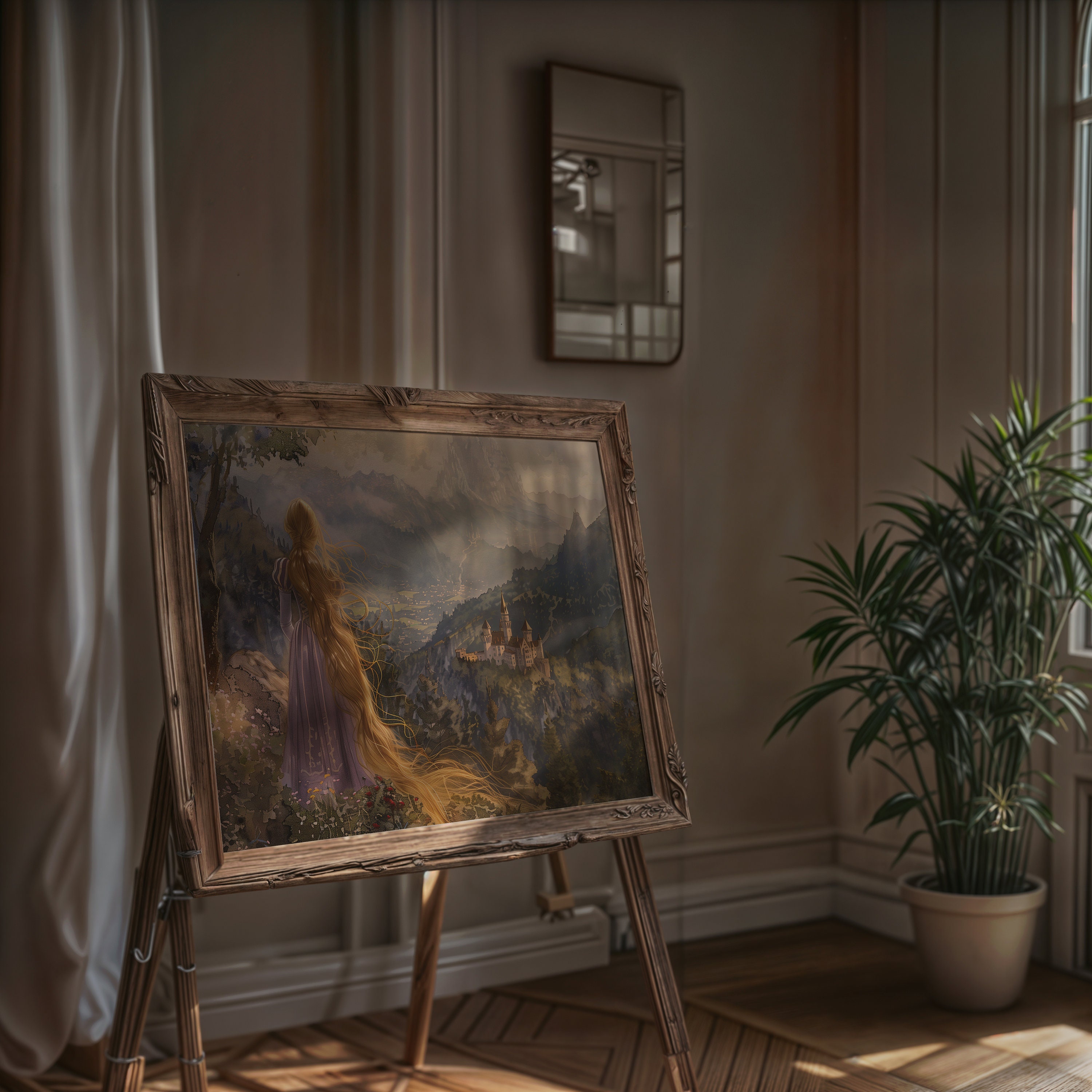 Rapunzel & Fairytale Castle Landscape Fairytale Illustration Digital ...