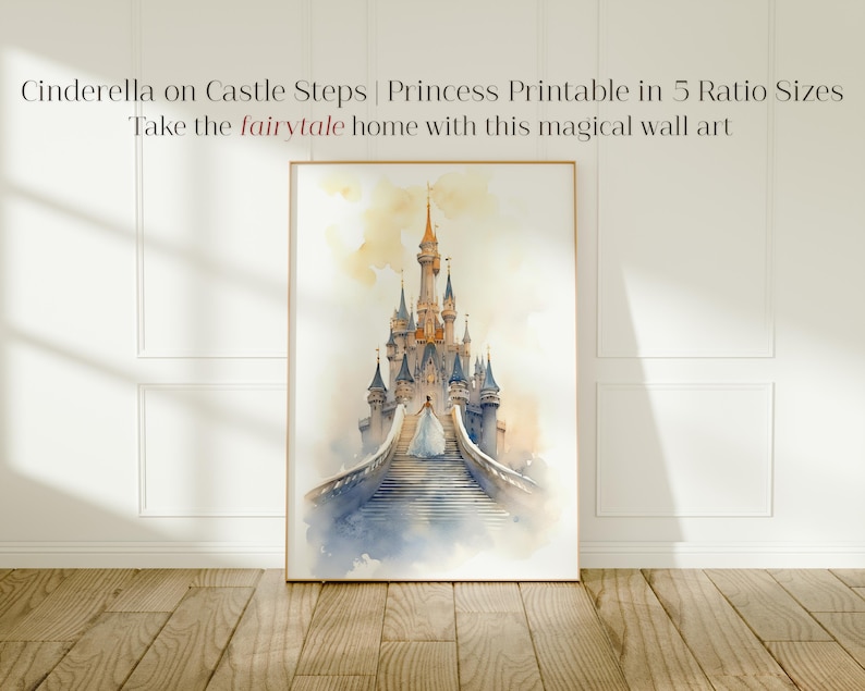 Cinderella Castle Watercolor Art Print: Fairytale Princess (digital ...