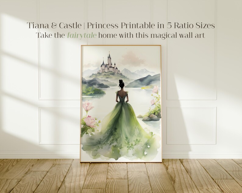 Tiana & Fairytale Castle | Princess and the Frog Watercolor, Printable ...