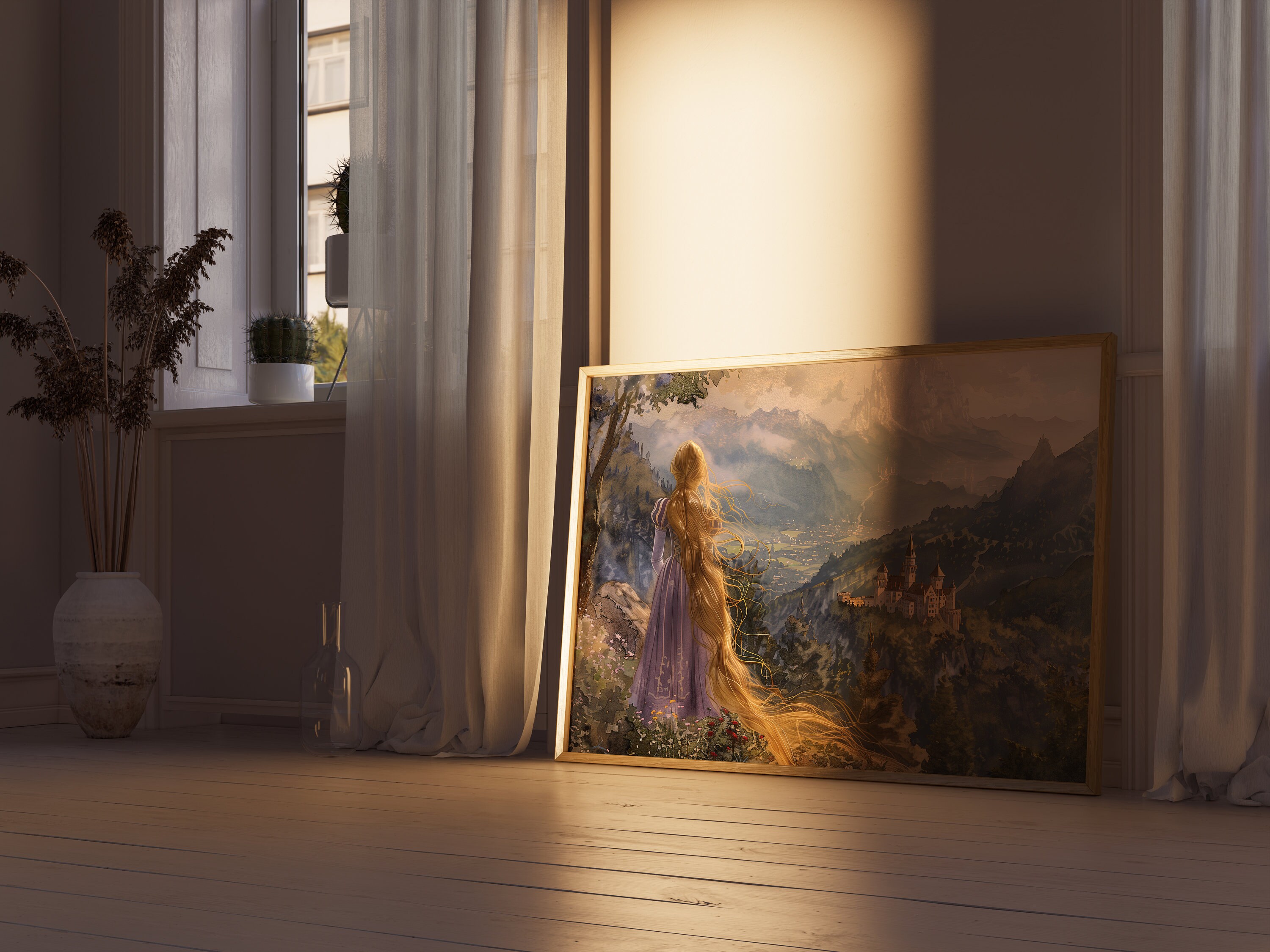 Rapunzel & Fairytale Castle Landscape Fairytale Illustration Digital ...