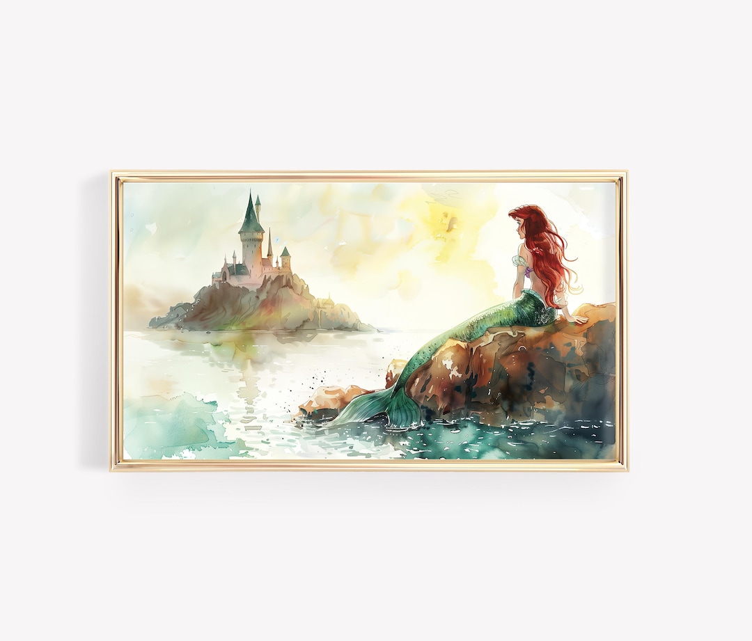 Ariel & Seaside Castle Frame TV Art | the Little Mermaid Princess ...