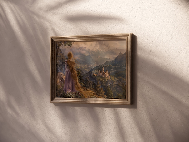 Rapunzel & Fairytale Castle Landscape Fairytale Illustration Digital ...