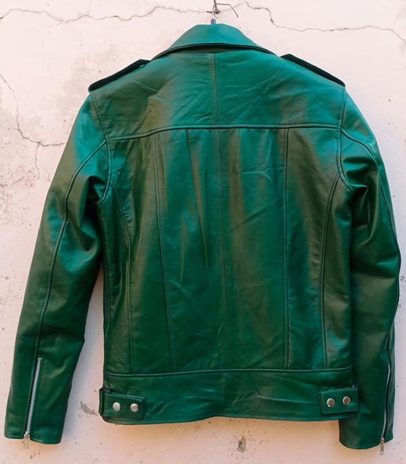 Handmade Green Leather Jacket, Men's Fashion Leather Jacket - Etsy