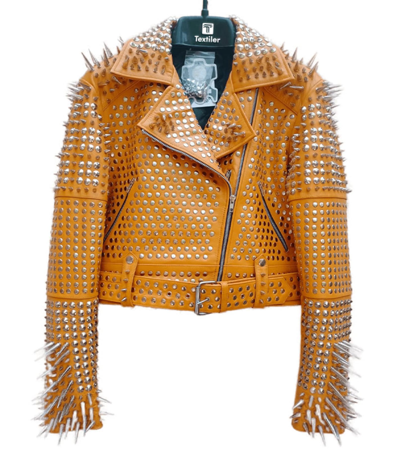 Handmade Silver Studded Leather Jacket, Steampunk Metal Studded Fashion ...
