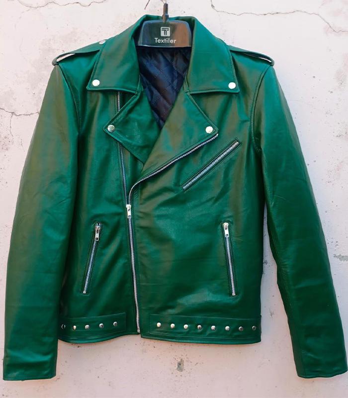 Handmade Green Leather Jacket, Men's Fashion Leather Jacket - Etsy UK