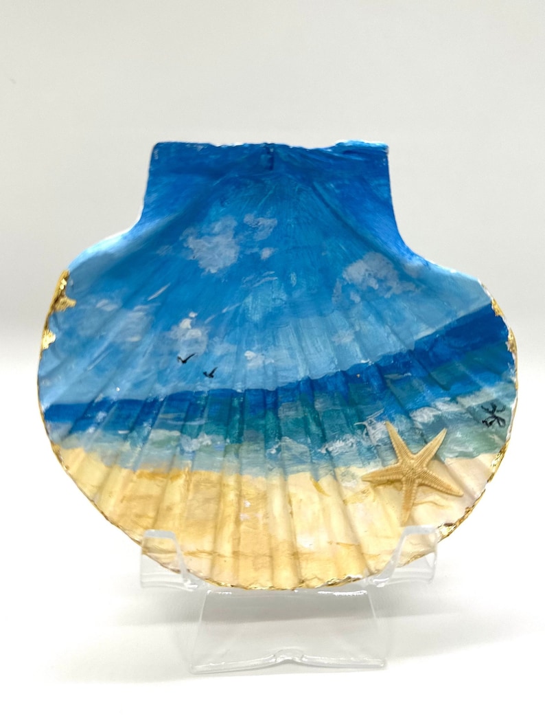 Beach Scene Hand Painted Seashell - Etsy