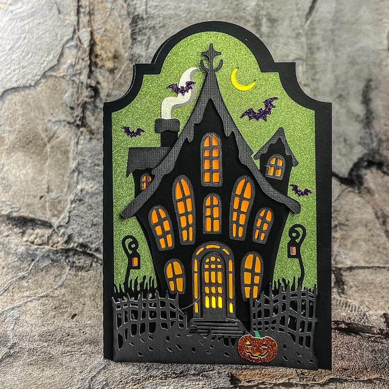 Spooky Haunted House 3D Handmade Halloween Card - Etsy