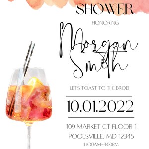 Aperol Spitz Theme Bridal Shower Invitation, Modern Spritz Wedding ...