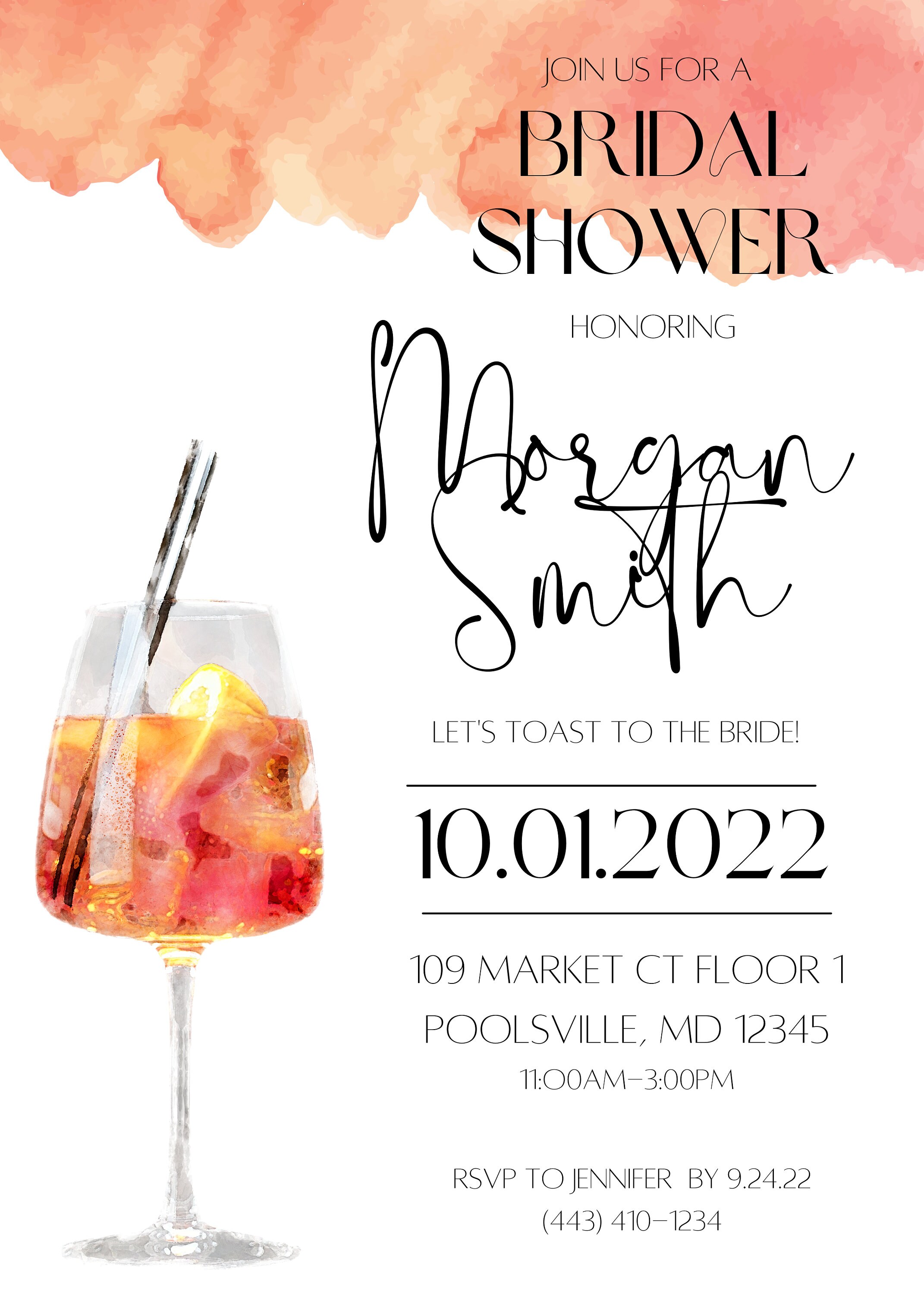 Aperol Spitz Theme Bridal Shower Invitation, Modern Spritz Wedding ...