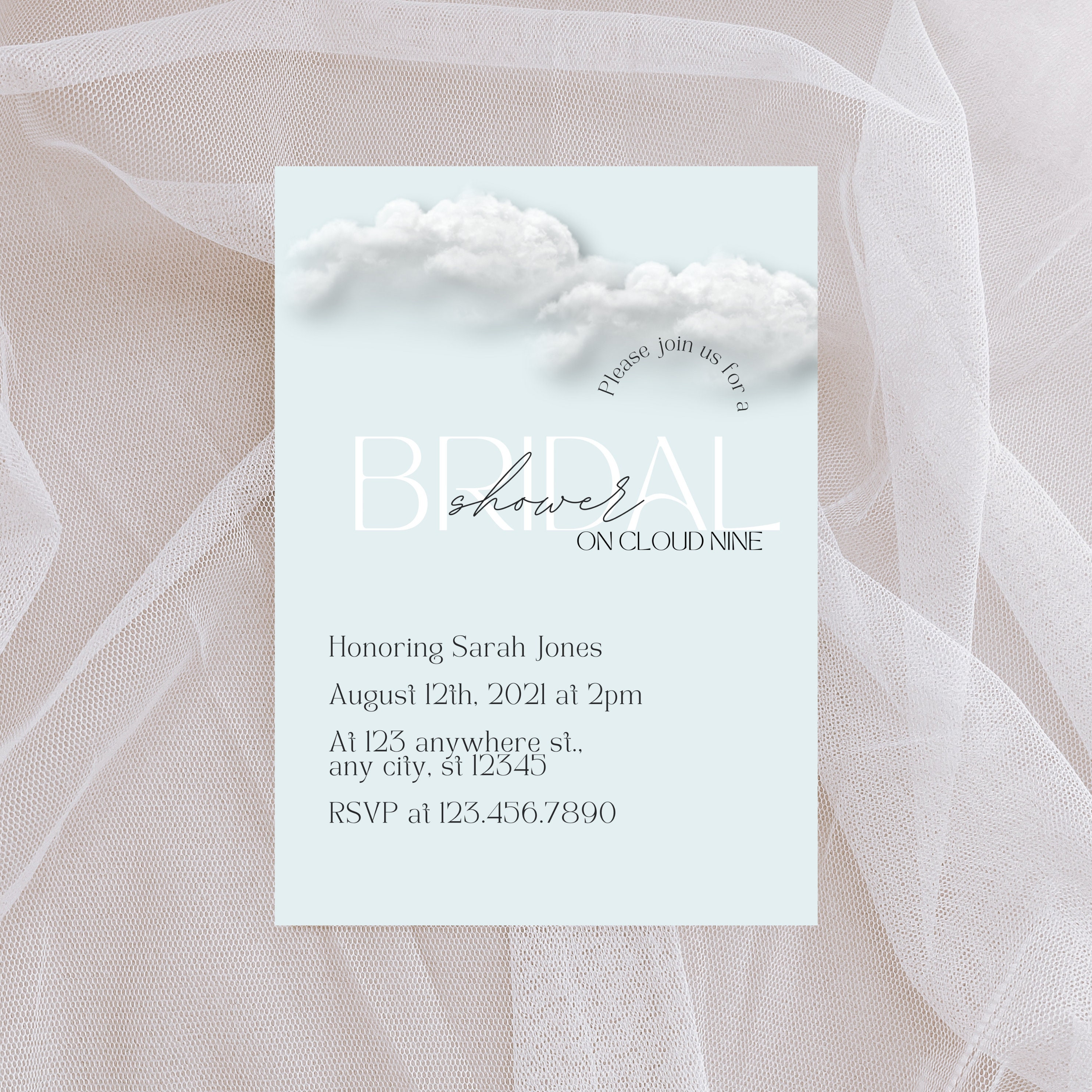 On Cloud Nine Bridal Shower Invitation Editable Download - Etsy