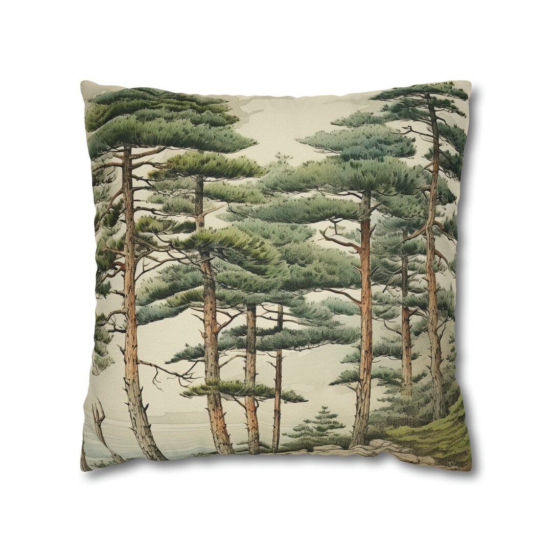 Nature's Beauty Pine Trees Throw Pillow Cover | 16 X 16 Throw Pillow ...