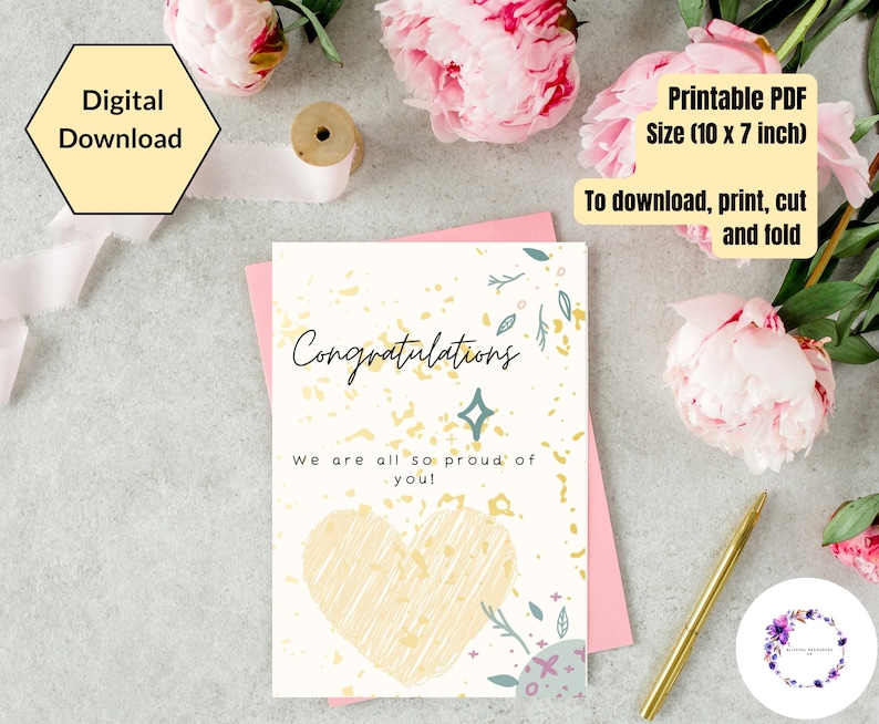 Congratulations so Proud of You Greetings Card, Instant Download ...