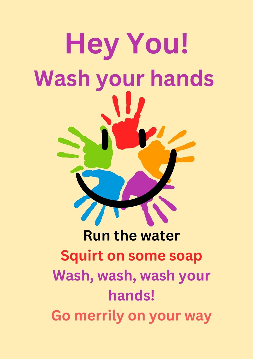 Fun Wash Your Hands Poster - Etsy