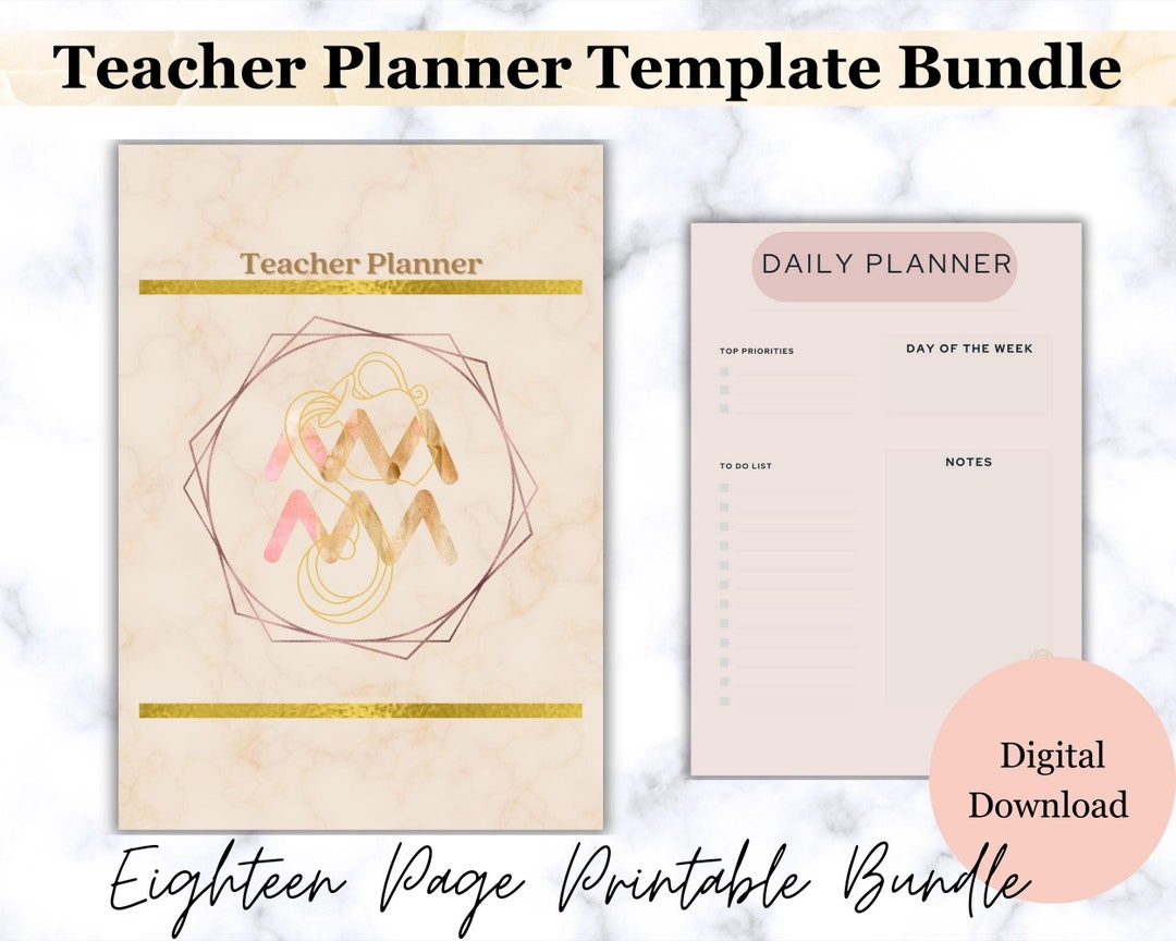 Editable Printable Teacher Planner, Digital Download, Template Bundle ...