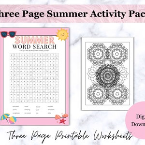 Summer Worksheets - Word Search, Colouring, Summer Bingo Game, Digital ...