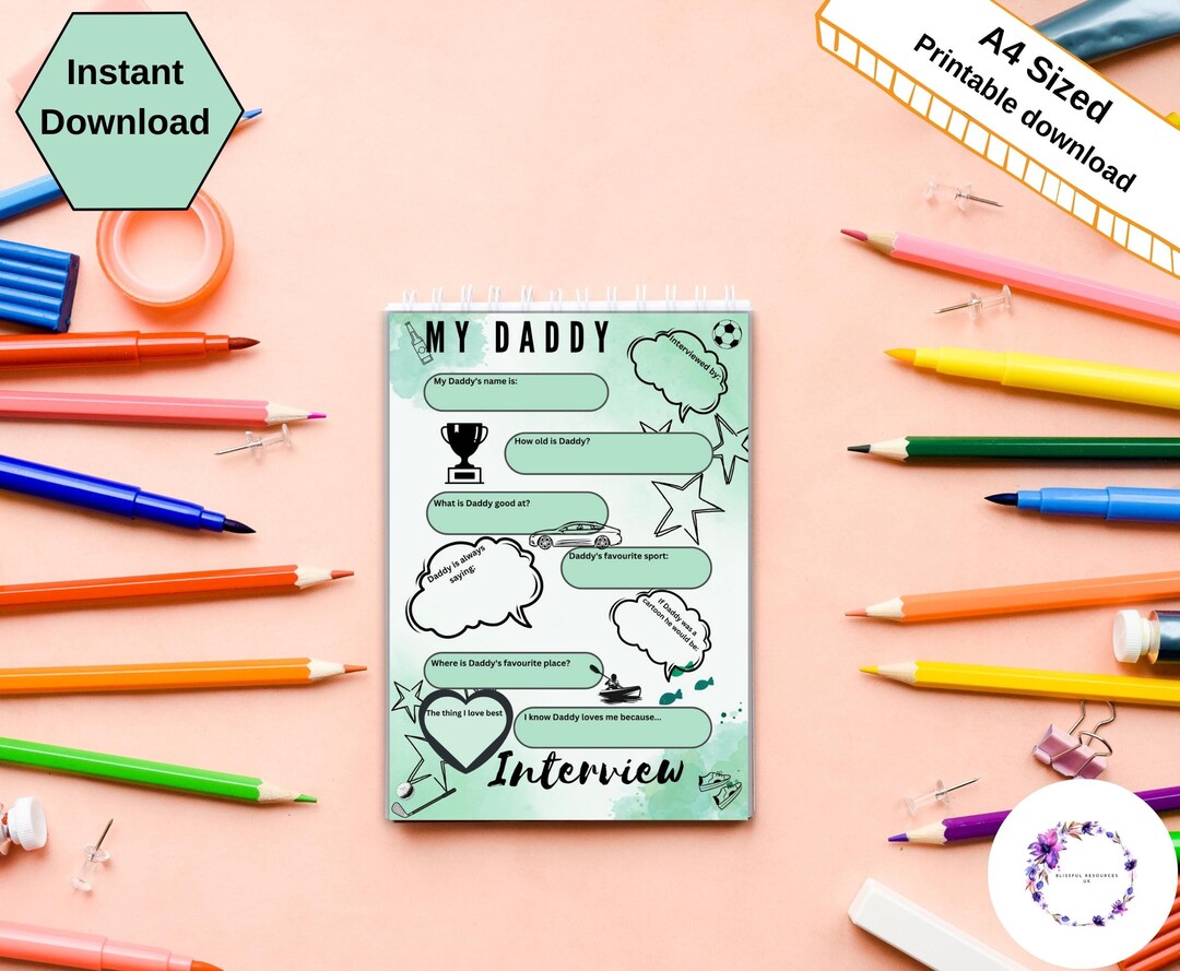 My Daddy Interview Instant Download Printable, Father's Day Craft ...
