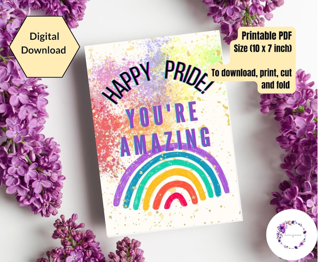 Happy Pride Greetings Card, Instant Download, PDF, JPG, Digital, Pride ...