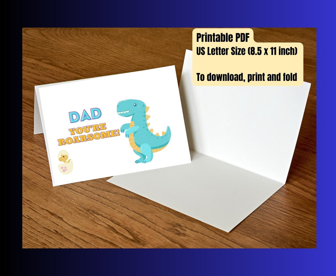 Printable Father's Day Craft Card, You're Roarsome Instant Download ...