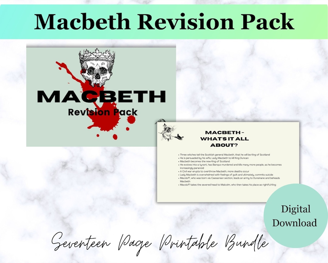 English Literature Macbeth Revision Pack - Key Quotes, Key Themes ...