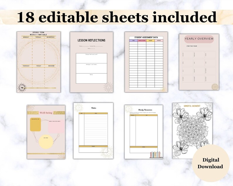 Editable Printable Teacher Planner Digital Download Template - Etsy