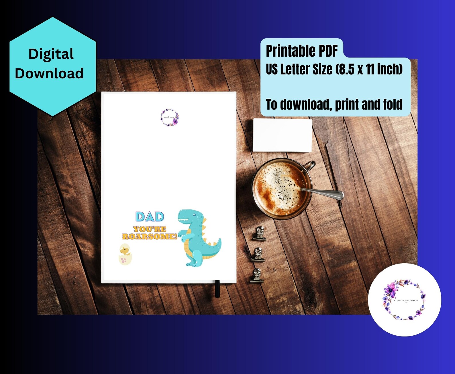 Printable Father's Day Craft Card, You're Roarsome Instant Download ...