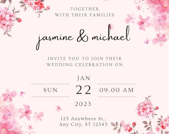 Digital Wedding Invitation Template - Etsy
