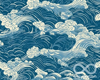 Seamless Waves Digital Art Pattern for Instant Download, Wave Pattern ...