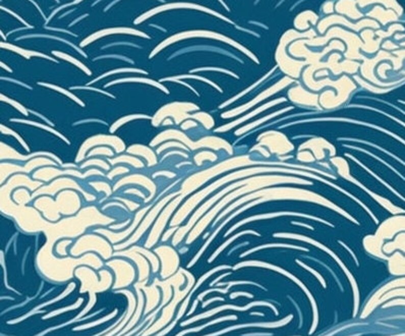 Seamless Waves Digital Art Pattern for Instant Download, Wave Pattern ...