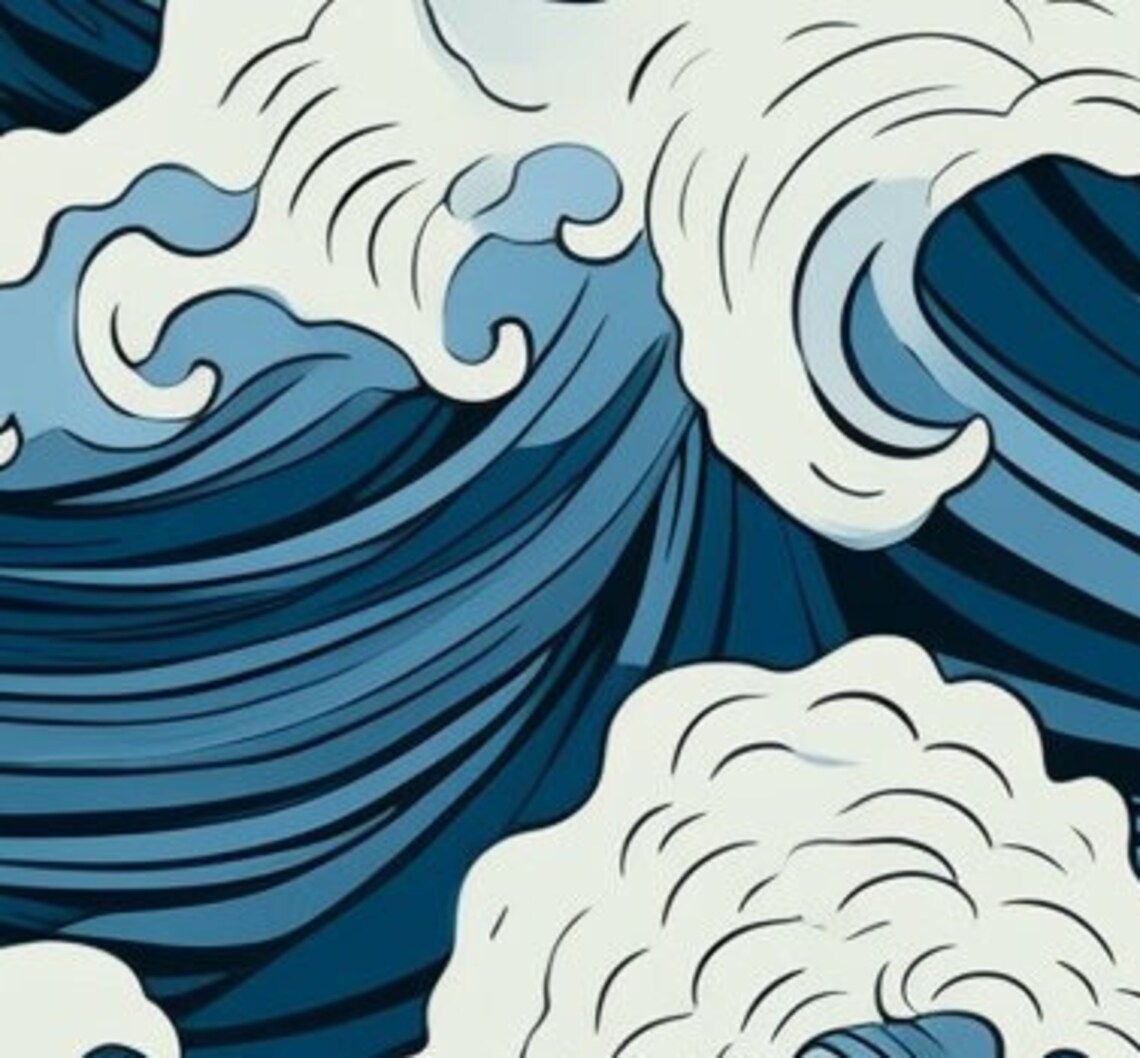 Seamless Waves Digital Art Pattern for Instant Download, Wave Pattern ...