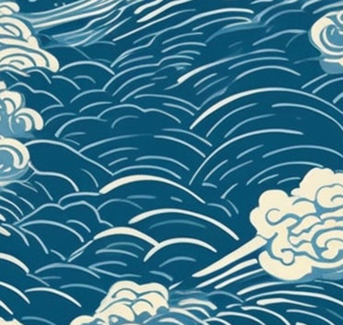 Seamless Waves Digital Art Pattern for Instant Download, Wave Pattern ...