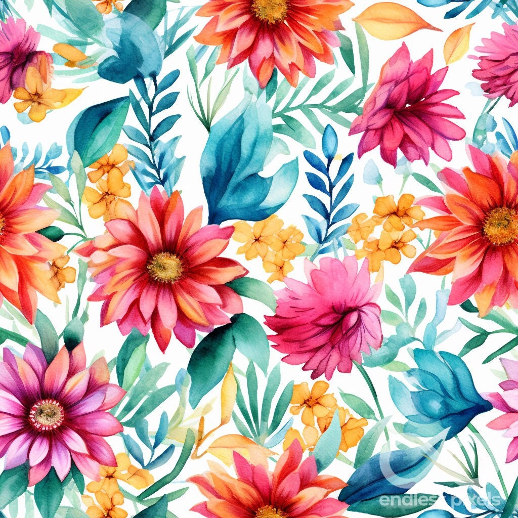 Seamless Flower Digital Pattern for Instant Download, Flower Pattern ...