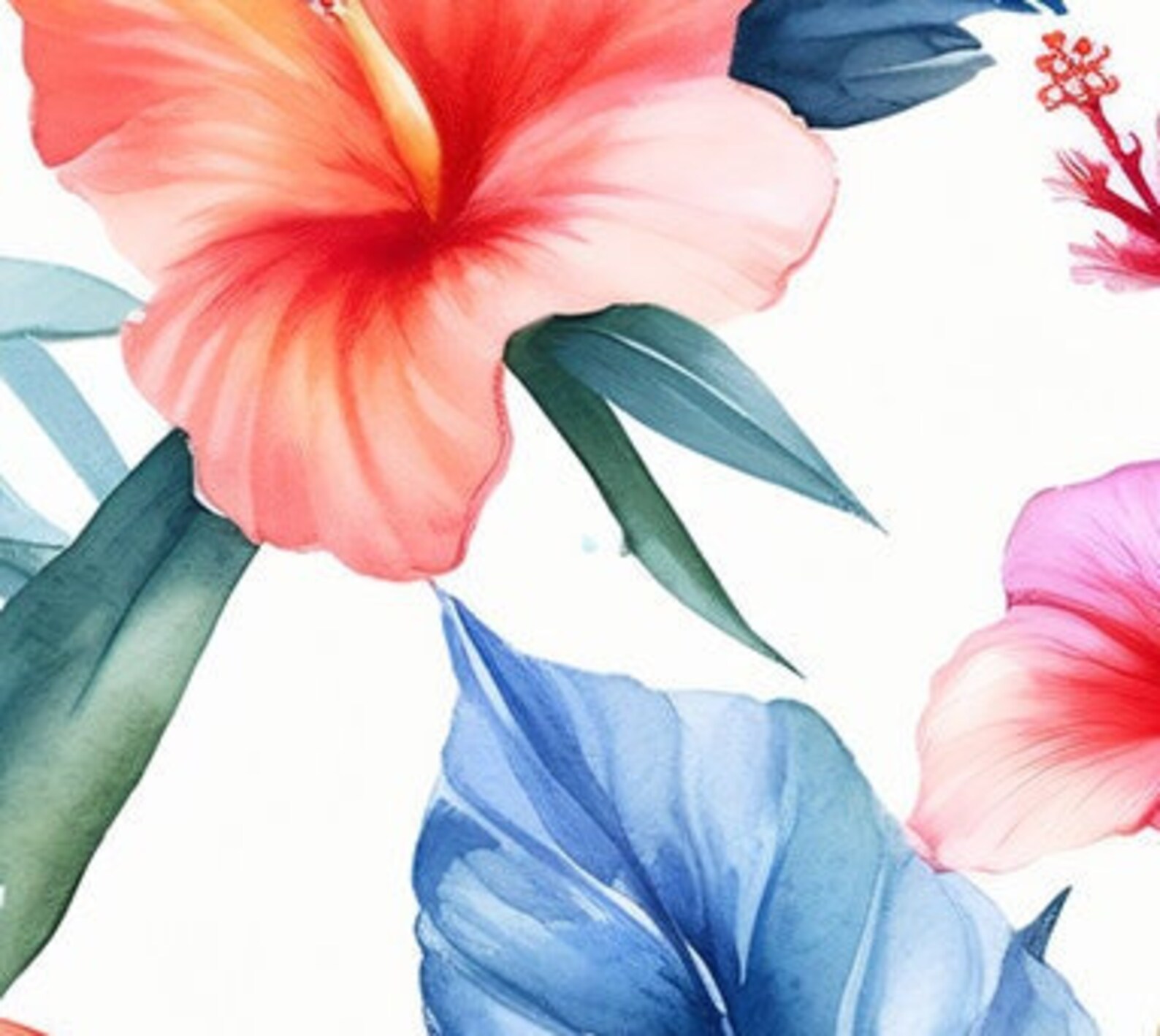 Seamless Tropical Flower Digital Pattern for Instant Download, Flower ...