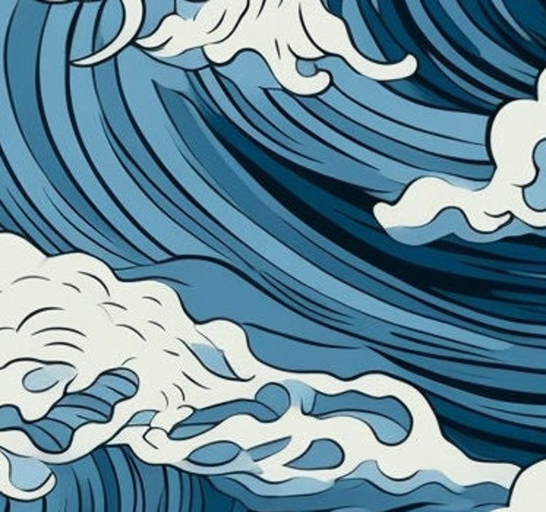 Seamless Waves Digital Art Pattern for Instant Download, Wave Pattern ...