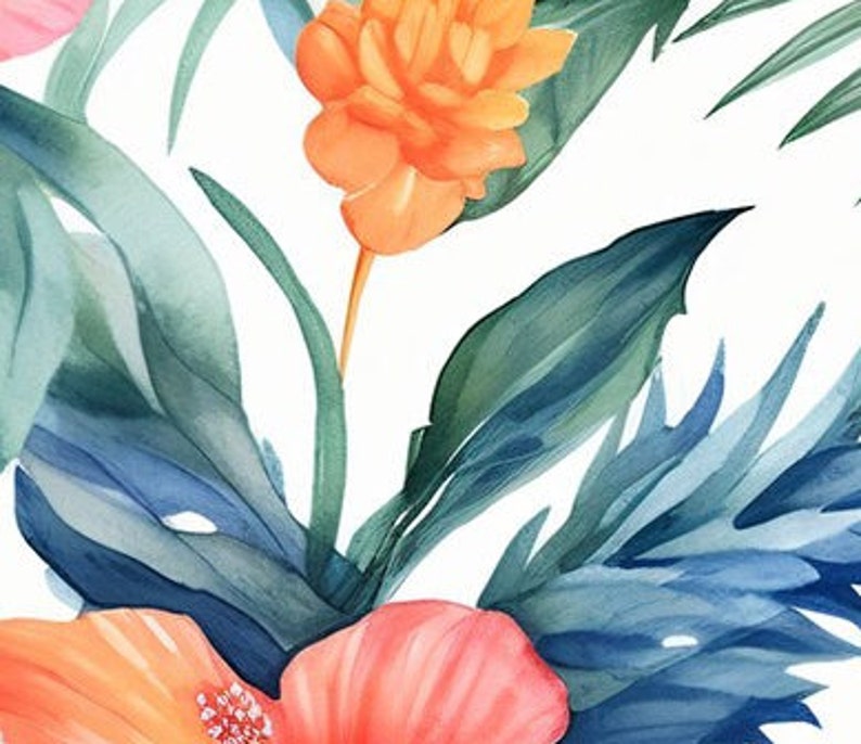 Seamless Tropical Flower Digital Pattern for Instant Download, Flower ...