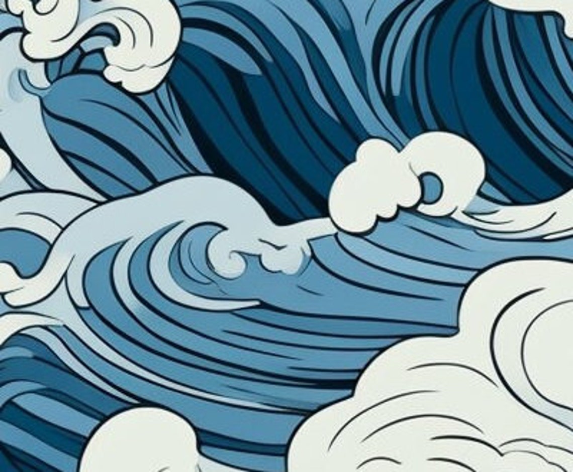 Seamless Waves Digital Art Pattern for Instant Download, Wave Pattern ...