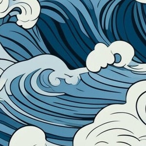 Seamless Waves Digital Art Pattern for Instant Download, Wave Pattern ...