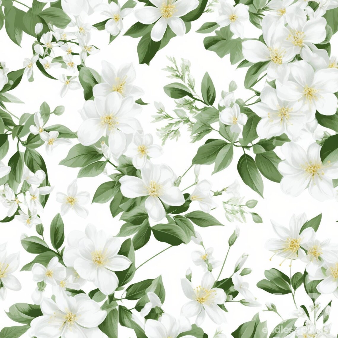 Seamless Flower Digital Art Pattern for Instant Download, Flower ...