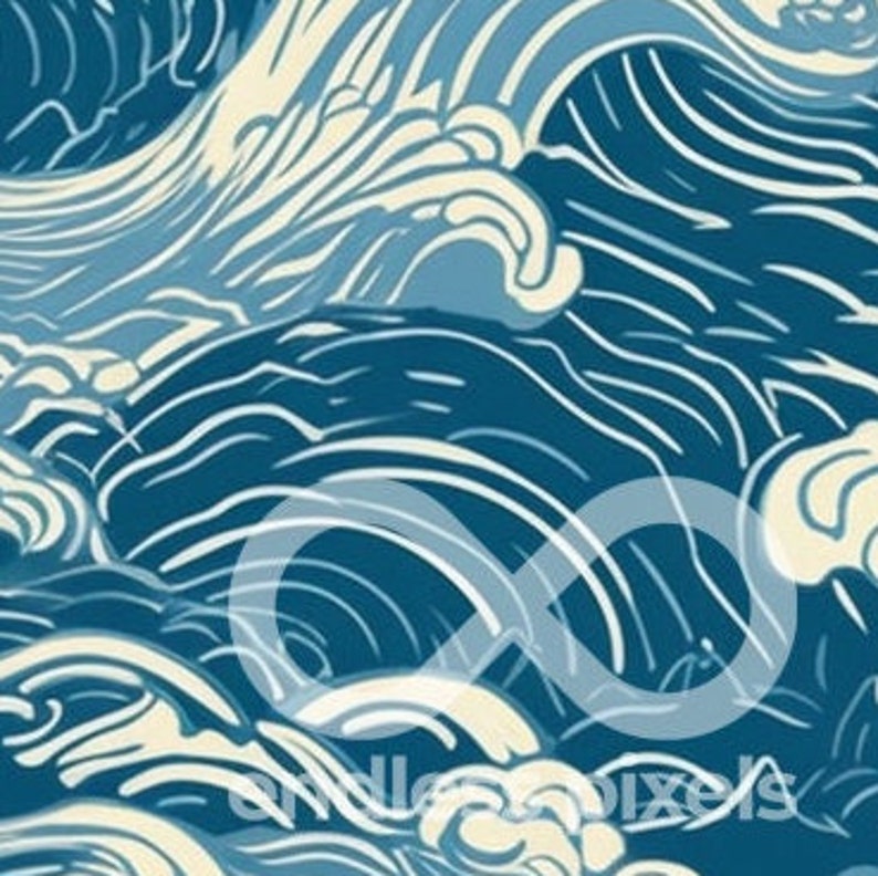 Seamless Waves Digital Art Pattern for Instant Download, Wave Pattern ...