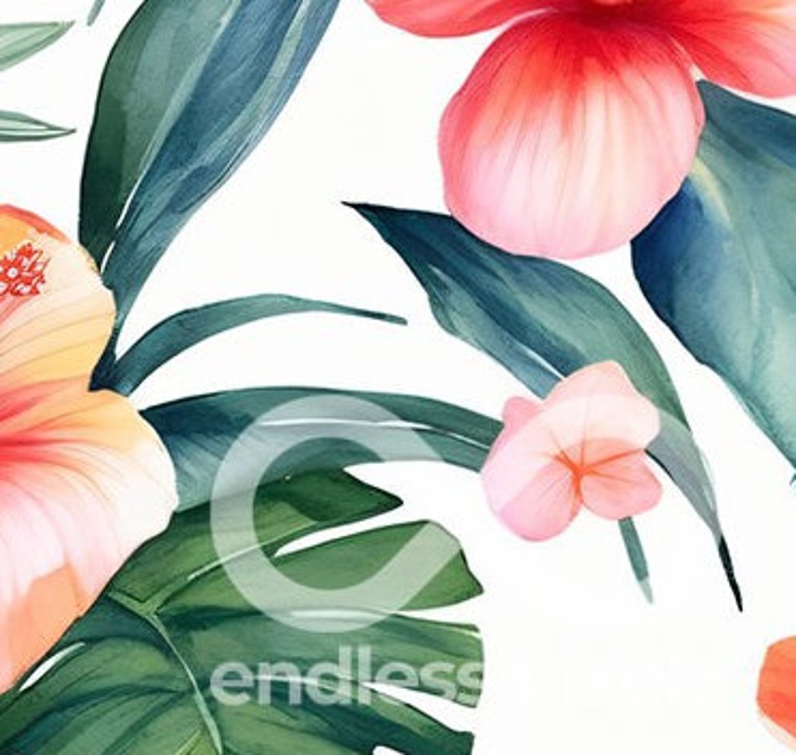 Seamless Tropical Flower Digital Pattern for Instant Download, Flower ...
