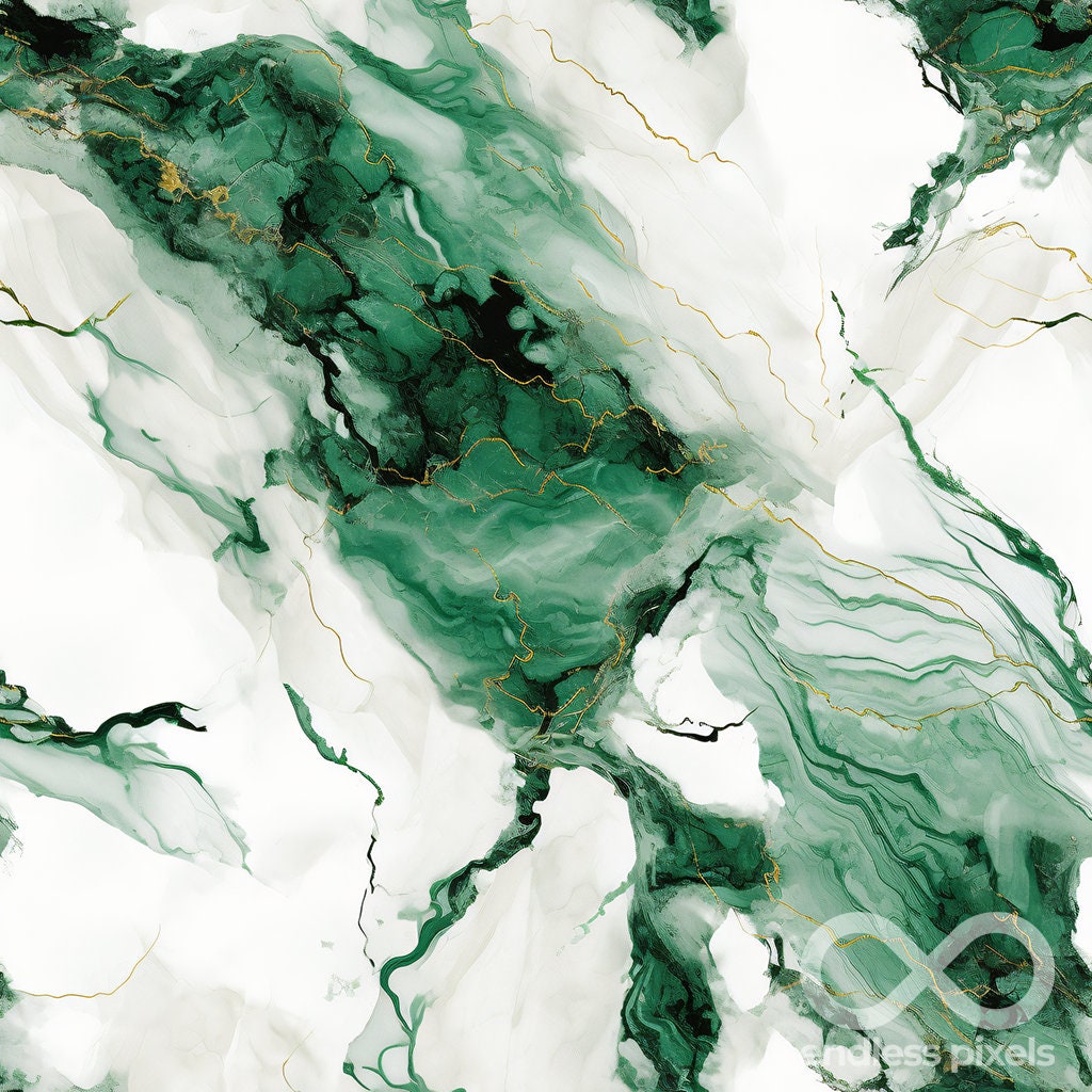 Seamless Green Digital Marble Art Pattern for Instant Download, Marble ...