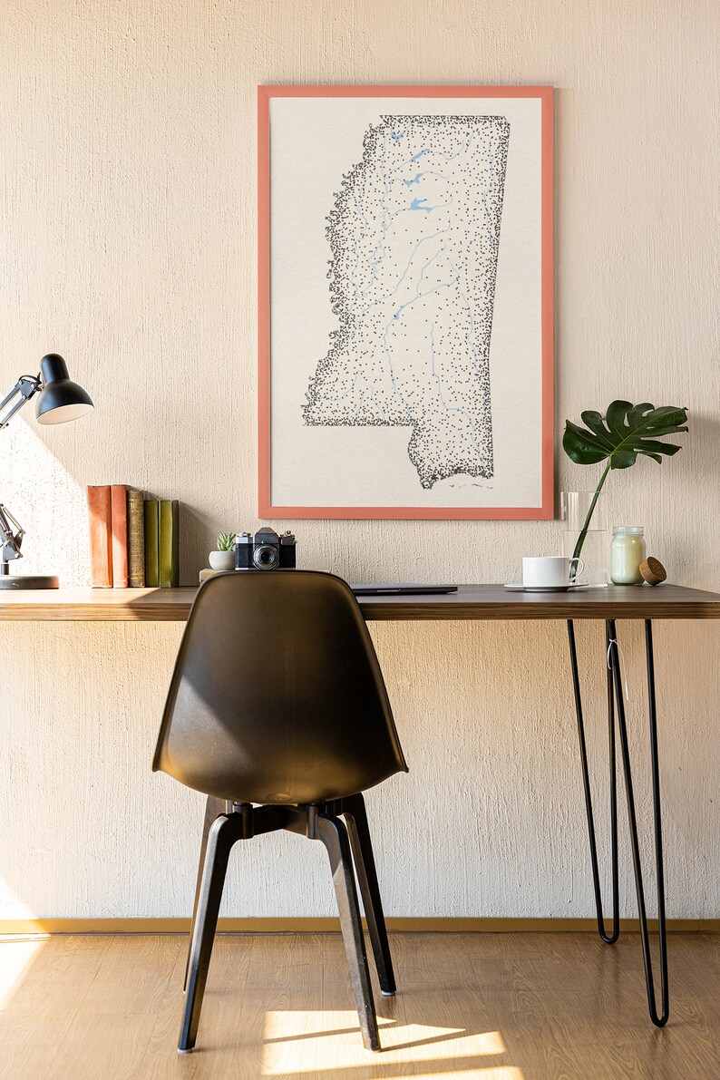 Mississippi Map – Water, Lakes, Rivers, Creeks – Custom Map Print ...