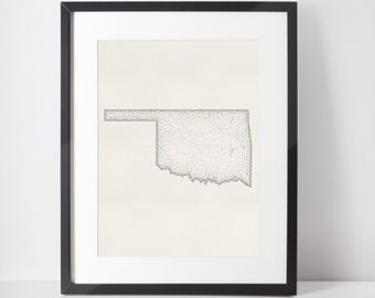 Georgia Map Art Print: Stippling With Lakes and Rivers Map Print State ...