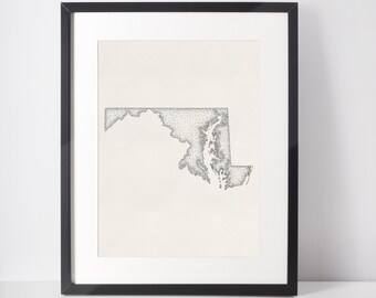 Texas Map Art Print: Stippling With Lakes and Rivers Map Print State ...
