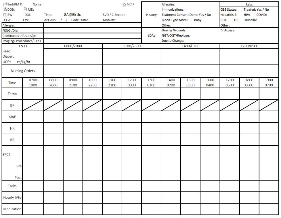 Printable & Editable Nursing Assessment Patient Chart Report - Etsy