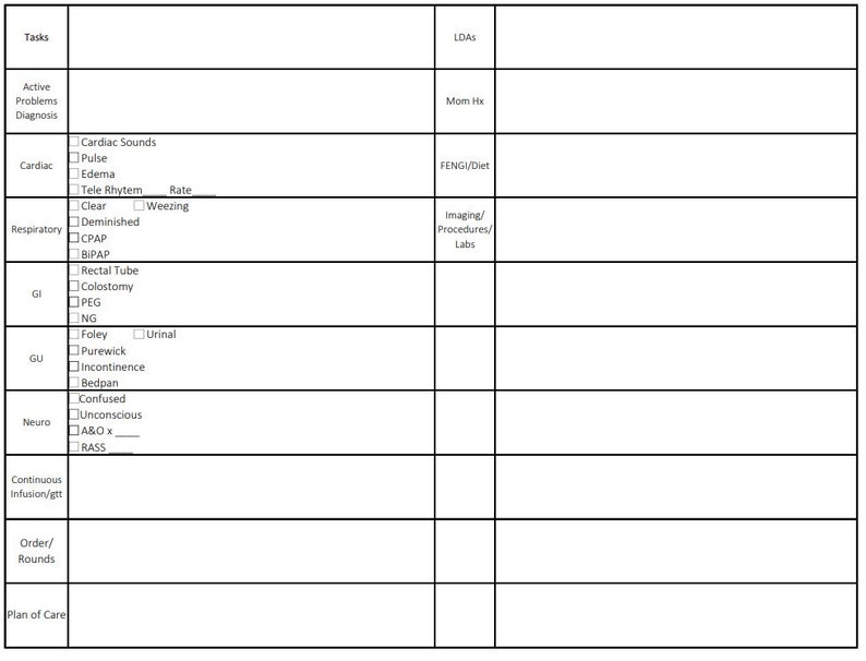 Printable & Editable Nursing Assessment Patient Chart Report - Etsy