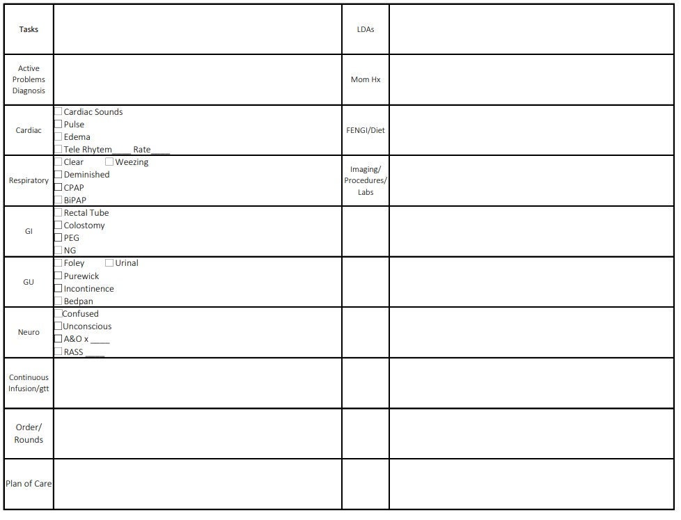 Printable & Editable Nursing Assessment Patient Chart Report - Etsy