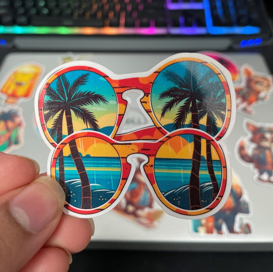 Summer Themed Sunglasses Sticker,glossy, Waterproof, for Any Smooth ...